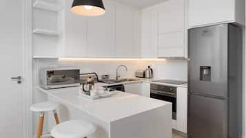 Apartamento clássico | Cozinha privada | Geladeira grande, micro-ondas, fogão
