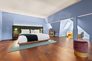 Suíte júnior, 1 cama King | 1 quarto, roupas de cama de algodão egípcio, roupas de cama premium