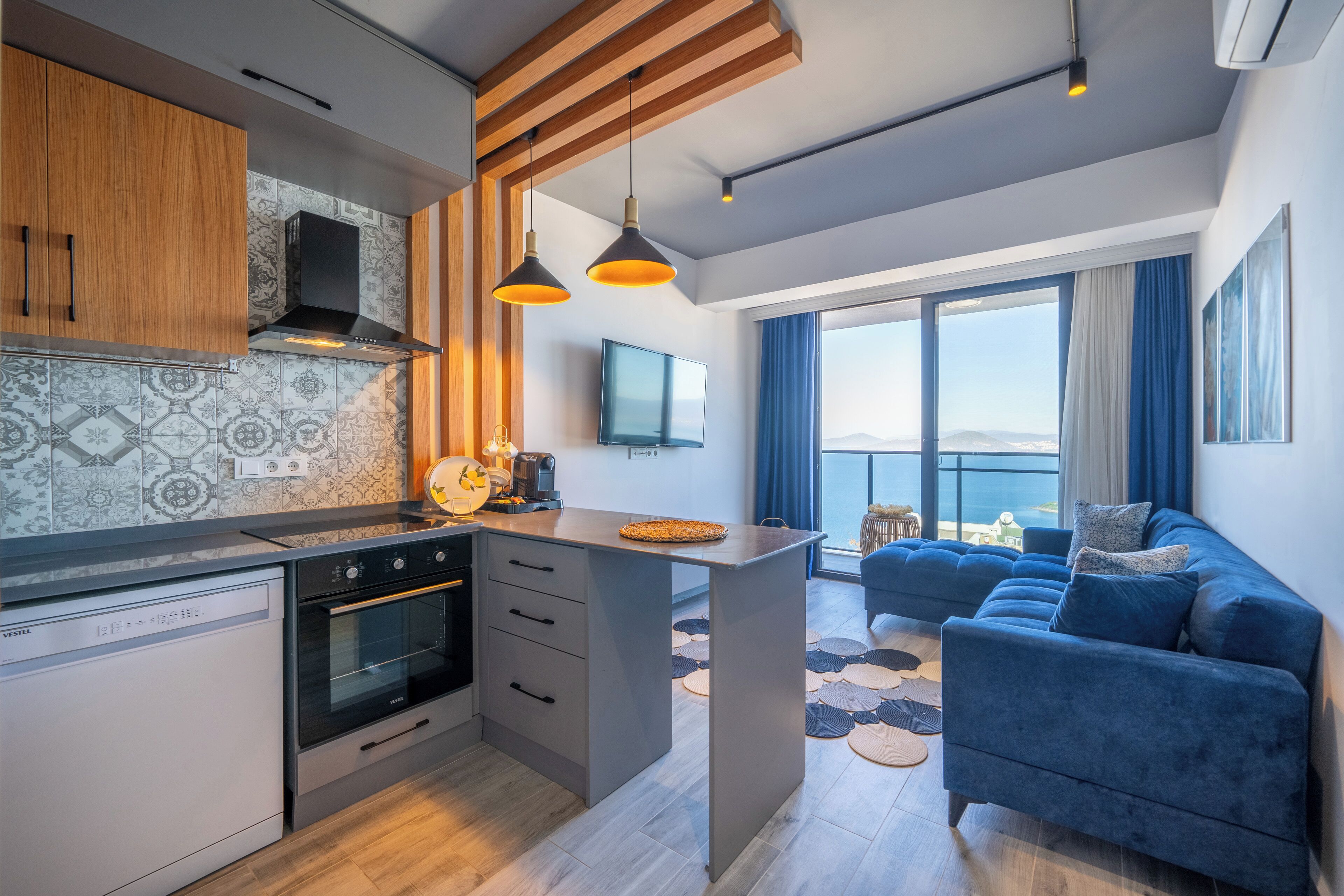 Suite Familiar, várias camas, kitchenette, vista para o mar