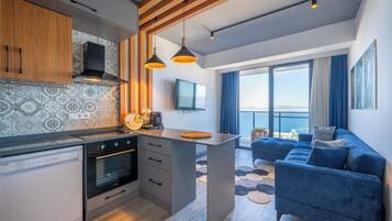 Suite Familiar, várias camas, kitchenette, vista para o mar