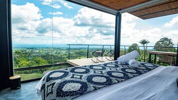 Cabana de Madeira Comfort, 1 quarto, banheira de hidromassagem grande, vista para a montanha | Roupa de alta qualidade, minibar, com mobília individualizada