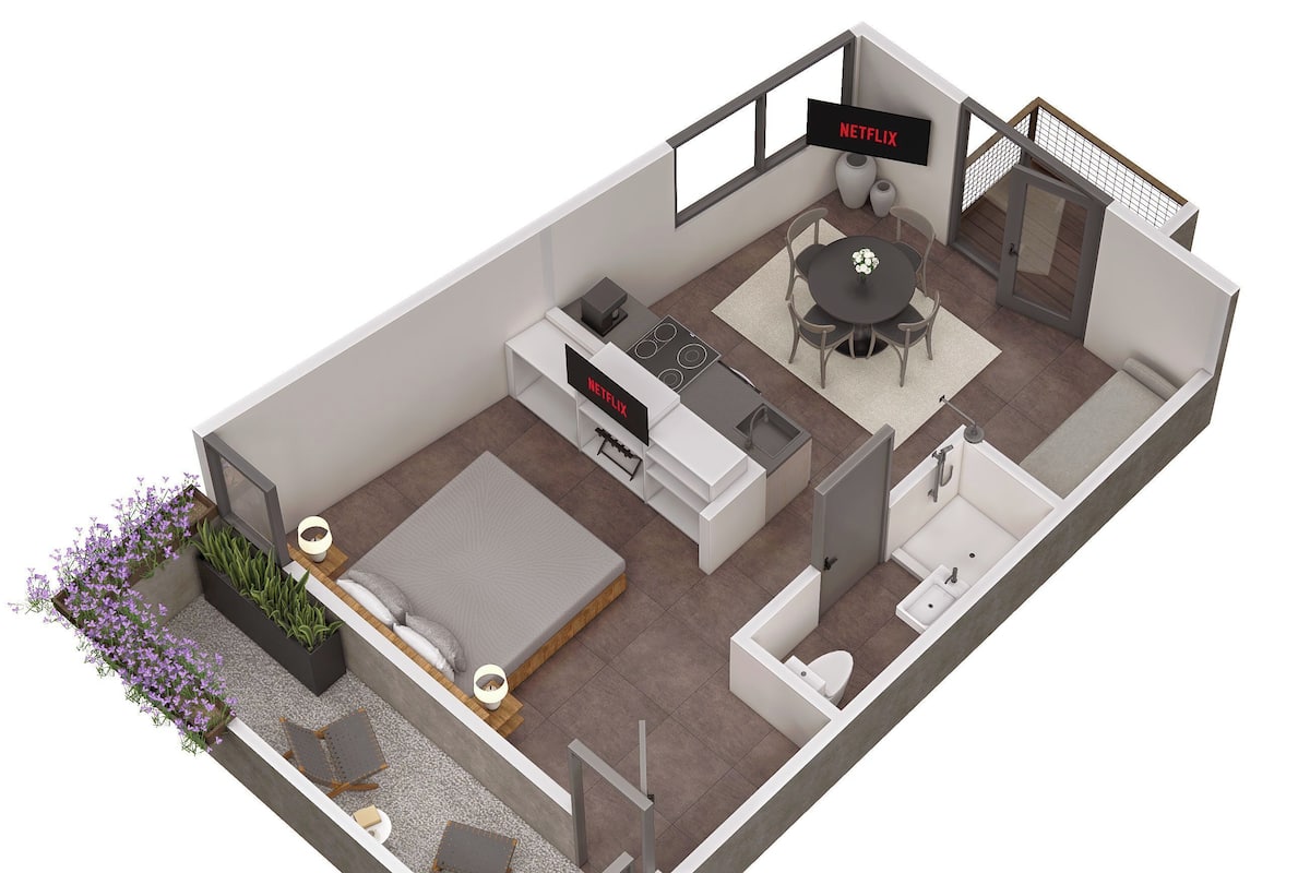 Estúdio, 1 cama King, cozinha | 1 quarto, roupas de cama premium, cofres nos quartos