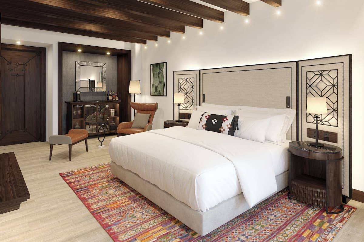 Roupa de alta qualidade, minibar, cofre no quarto