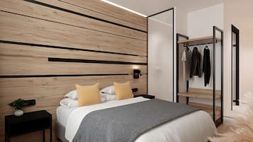 Quarto design, 2 camas de solteiro, ar-condicionado, vista para a cidade | Quartos à prova de som, Wi-Fi de cortesia, roupa de cama