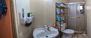 Apartamento | Casa de banho | Um polibã, um secador de cabelo, toalhas fornecidas 