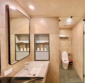 Quarto Duplo ou Twin Executivo, Vista para a cidade | Casa de banho | Um polibã, toalhas fornecidas 