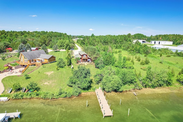 Riverfront Cheboygan Home W/ Dock ~ 4 Mi To Town! - Mullett Lake, MI