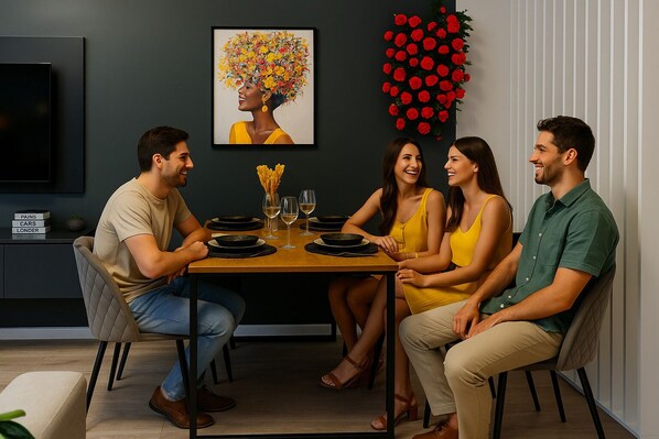 Apartamento Premium, vista para o parque | Sala de estar | Smart TV de 65 cm com canais por cabo, Netflix 