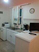 Um frigorífico/congelador grande, um forno, uma placa de cozinha 