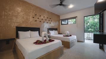 Quarto família, vista para o pátio | 1 quarto, roupas de cama premium, cofres nos quartos, Wi-Fi de cortesia