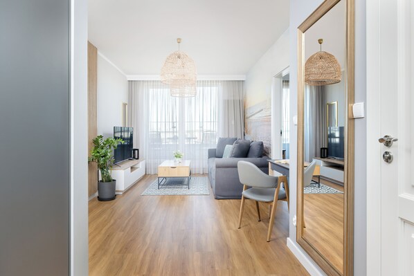 Apartamento, 2 quartos, sacada | Sala de estar