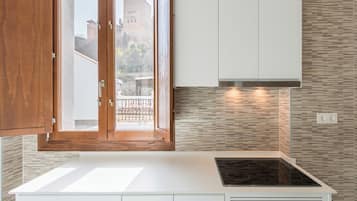 Apartamento Superior, 2 quartos, Vista para a cidade | Cozinha privada | Um frigorífico, um micro-ondas, uma placa de cozinha