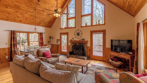 Casa, várias camas, pátio, vista para a montanha (Bluestone Hollow) | Sala de estar