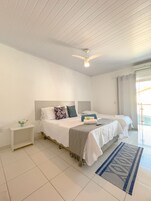 Quarto triplo standard | Roupas de cama de algodão egípcio, roupas de cama premium, frigobar