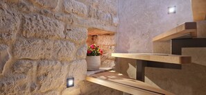 Villa Deluxe, casa de banho privativa, vista para o oceano | Sala de estar | Piso aquecido, escritórios 