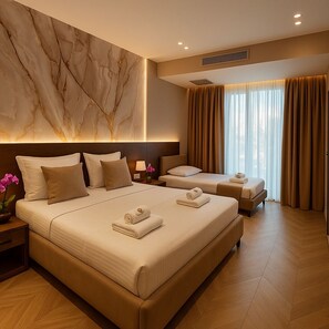 Quarto Familiar, varanda | Quartos insonorizados, Wi-fi grátis, roupa de cama fornecida