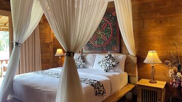 Cabana luxo, sacada, vista para o jardim | 1 quarto, Wi-Fi de cortesia, roupa de cama