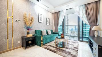 Apartamento Familiar, 2 quartos, cozinha, Vista para a cidade | Sala de estar