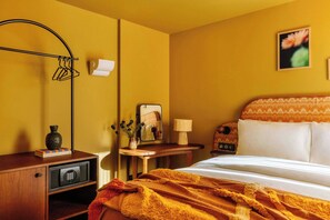 Roupas de cama premium, cofres nos quartos, individualmente decorados