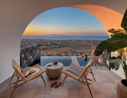 Quarto exclusivo, banheira de hidromassagem, vista para o mar | Terraço/pátio