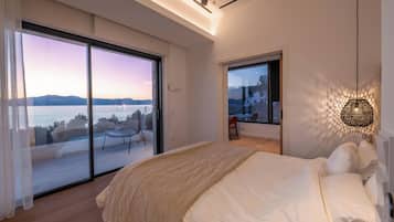 Villa, 4 Bedrooms, Private Grand Pool, Sea View | Lençóis de algodão egípcio, roupa de alta qualidade