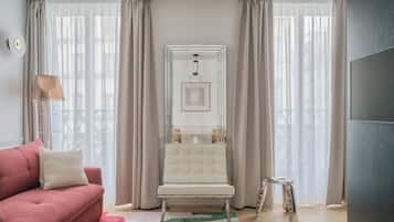Apartamento Deluxe, varanda (203) | 1 quarto, roupa de alta qualidade, com decoração personalizada