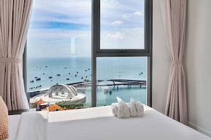 Apartamento Deluxe, 2 quartos, vista para o oceano | Vista do quarto