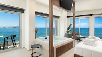 Suíte superior, banheira de imersão, de frente para o oceano | 1 quarto, cofres nos quartos, escrivaninha