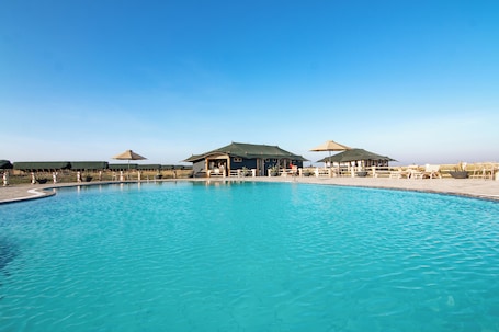 Piscina externa, funciona das 6h às 19h, guarda-sóis. Maisha Sweetwaters Camp