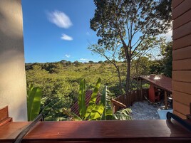 Quarto casal luxo, varanda coberta, vista para o jardim | Vista do quarto