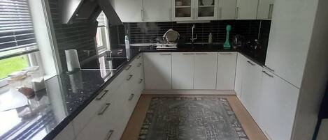 Apartamento | Cozinha privada | Um frigorífico, um micro-ondas, um forno, uma placa de cozinha