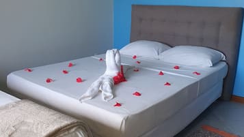 Quarto Twin Standard, vista para o jardim | Secretária adequada para computadores portáteis, ferro/tábua de engomar