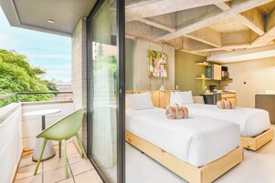 Loft panorâmico, 2 camas de solteiro | Vista do quarto