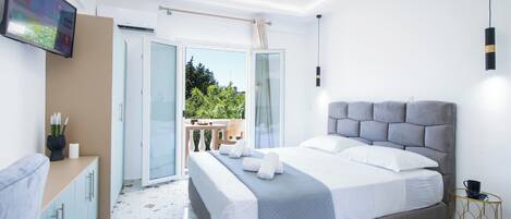 Apartamento Deluxe, vista para a praia | 1 quarto, Wi-fi grátis