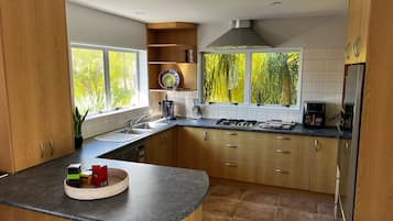 Apartamento luxo, para não fumantes, vista para o parque | Cozinha privada | Geladeira grande, micro-ondas, fogão, cooktop