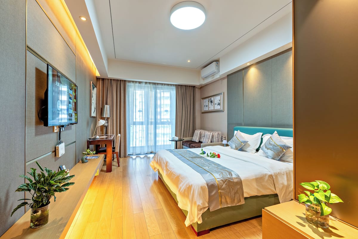 Quarto solteiro empresarial | 1 quarto, roupas de cama premium, camas com colchões pillow-top