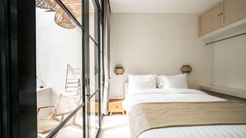 Villa, 1 quarto, não fumadores, vista para a piscina | 1 quarto, lençóis de algodão egípcio, roupa de alta qualidade