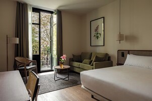 Estúdio Deluxe, varanda, vista para o jardim | Roupa de alta qualidade, edredões de penas 