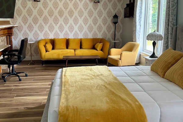 Suíte estúdio luxo | Ferros/tábuas de passar roupa, Wi-Fi de cortesia, roupa de cama