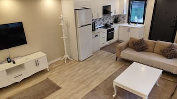 Villa, vista para o lago | Cozinha privada | Uma cafeteira/bule, uma chaleira elétrica, Produtos de limpeza