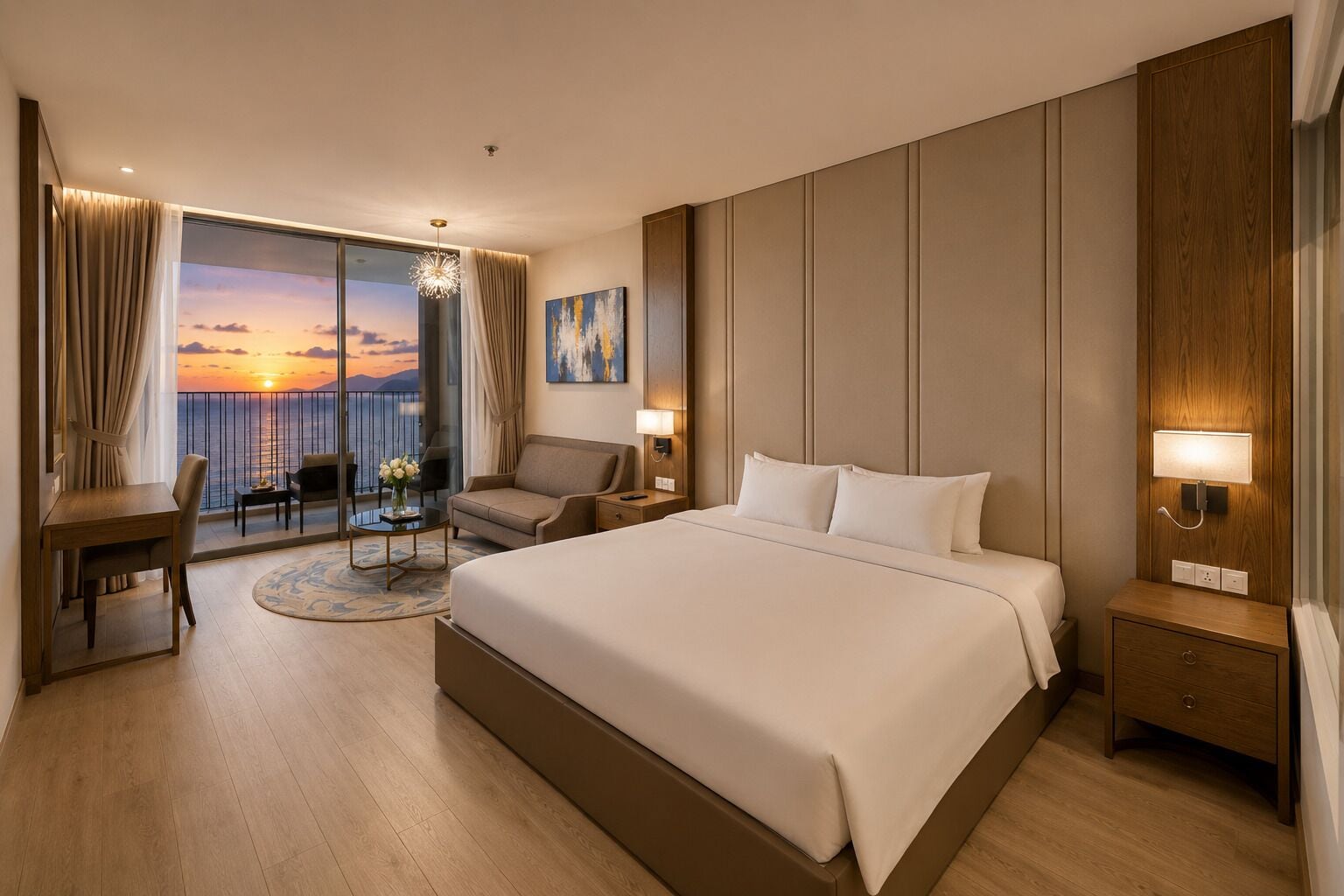 Quarto Deluxe, 1 cama queen-size, Vista para a cidade | Lençóis de algodão egípcio, roupa de alta qualidade 