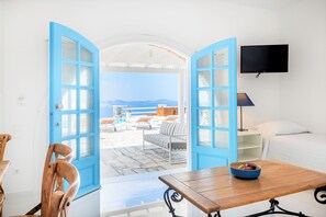 Apartamento, 1 quarto, vista para o mar | Sala de estar | TV plasma 