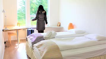 Quarto Twin, não fumadores, casa de banho privativa | Secretária, cortinas/cortinados opacos, Wi-fi grátis