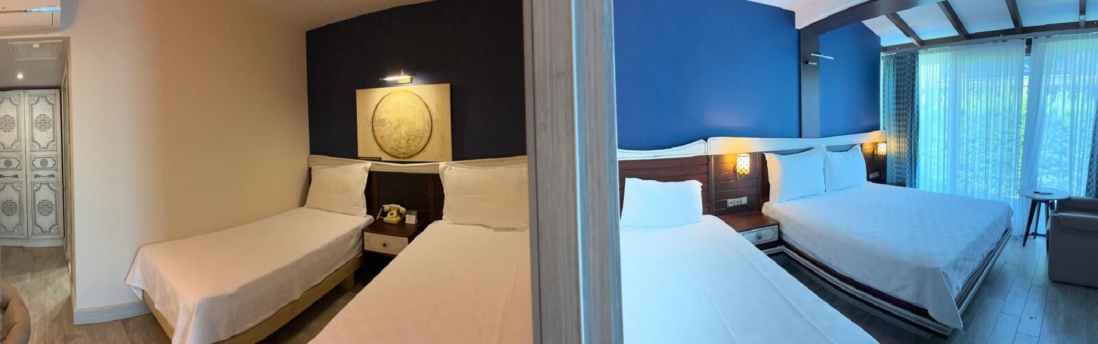 Five Family Room with Balcony | Roupa de alta qualidade, minibar, cofre no quarto 