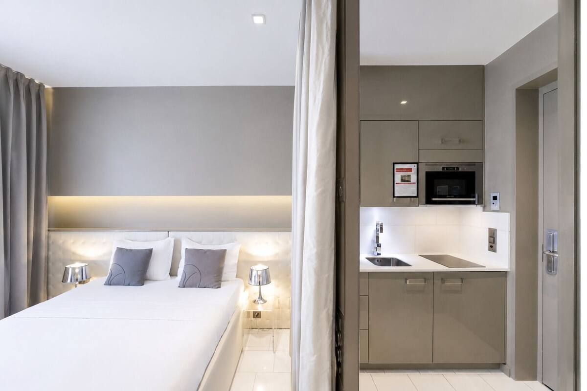 Studio Mini, Kitchenette | Ferro/tábua de engomar, Wi-fi grátis, roupa de cama fornecida