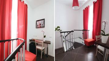 Quarto Duplo Design, 1 cama queen-size | Roupa de alta qualidade, minibar, cofre no quarto, secretária