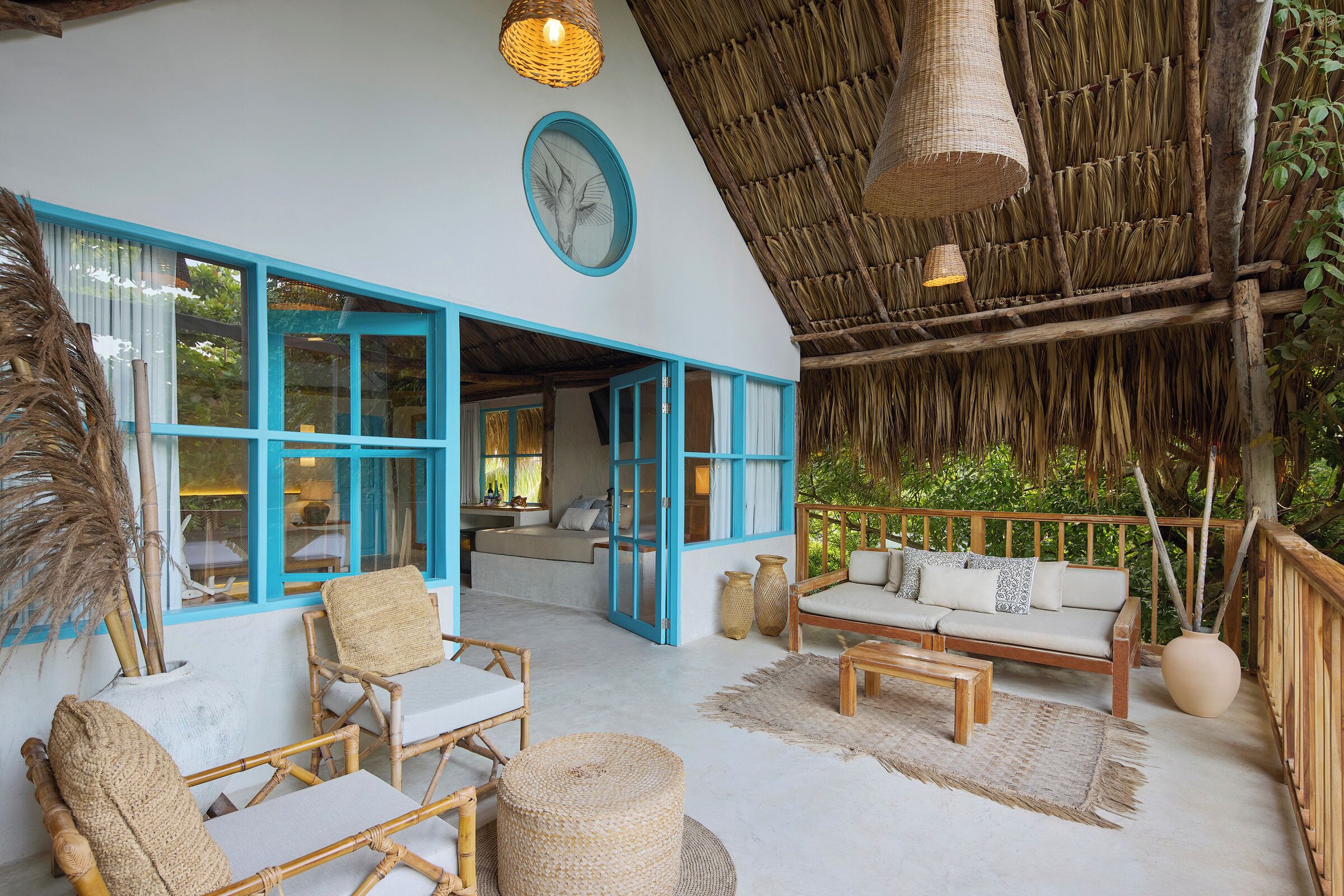 Bangalô luxo, várias camas, vista para o jardim, no jardim | Vista da sacada