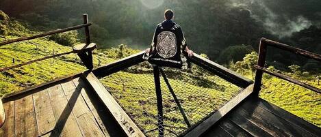 Barraca panorâmica, sacada, vista para a montanha | Terraço/pátio