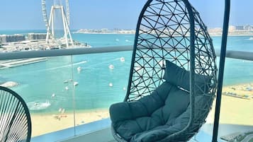 Apartamento exclusivo, 2 quartos, sacada, vista para o mar | Cortinas blackout, Wi-Fi de cortesia