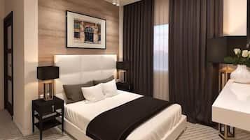Quarto Deluxe, varanda, Vista para a cidade | Secretária, secretária adequada para computadores portáteis